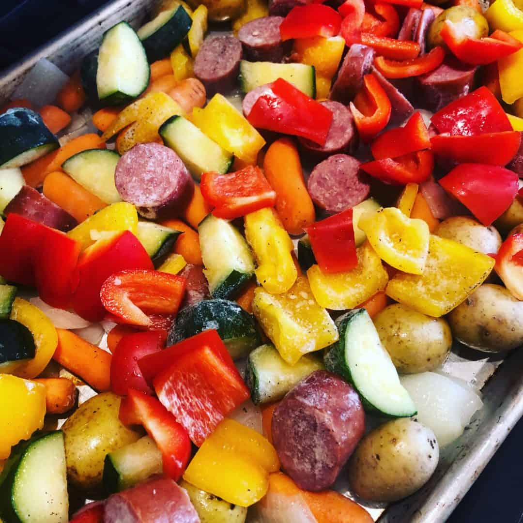 Easy Prep Kielbasa Veggie Sheet Pan Dinner Easy Prep Kielbasa Veggie Sheet Pan Dinner