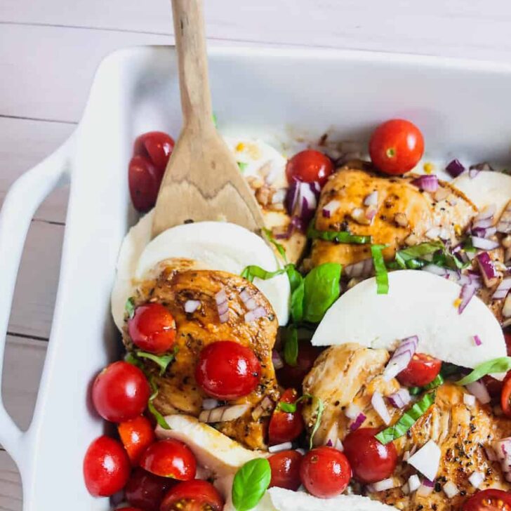 Balsamic Chicken Caprese Skillet