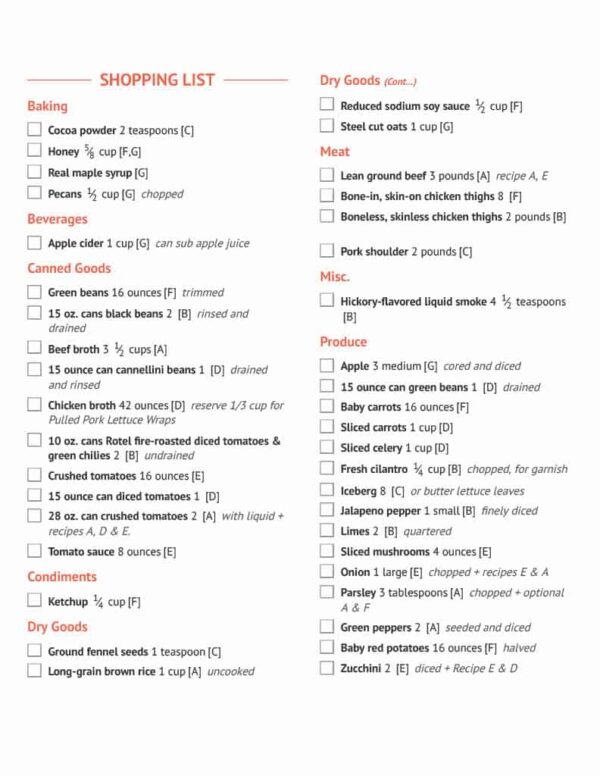 Healthy Slow Cooker Meal Plan with Grocery List