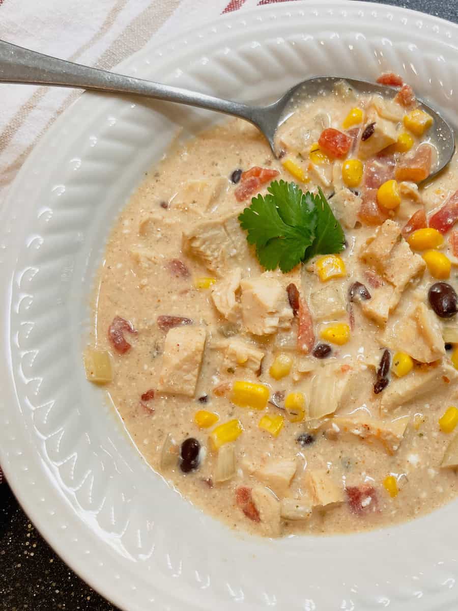 Slow Cooker Ranch Chicken Chili {Easy Prep, Gluten-Free}