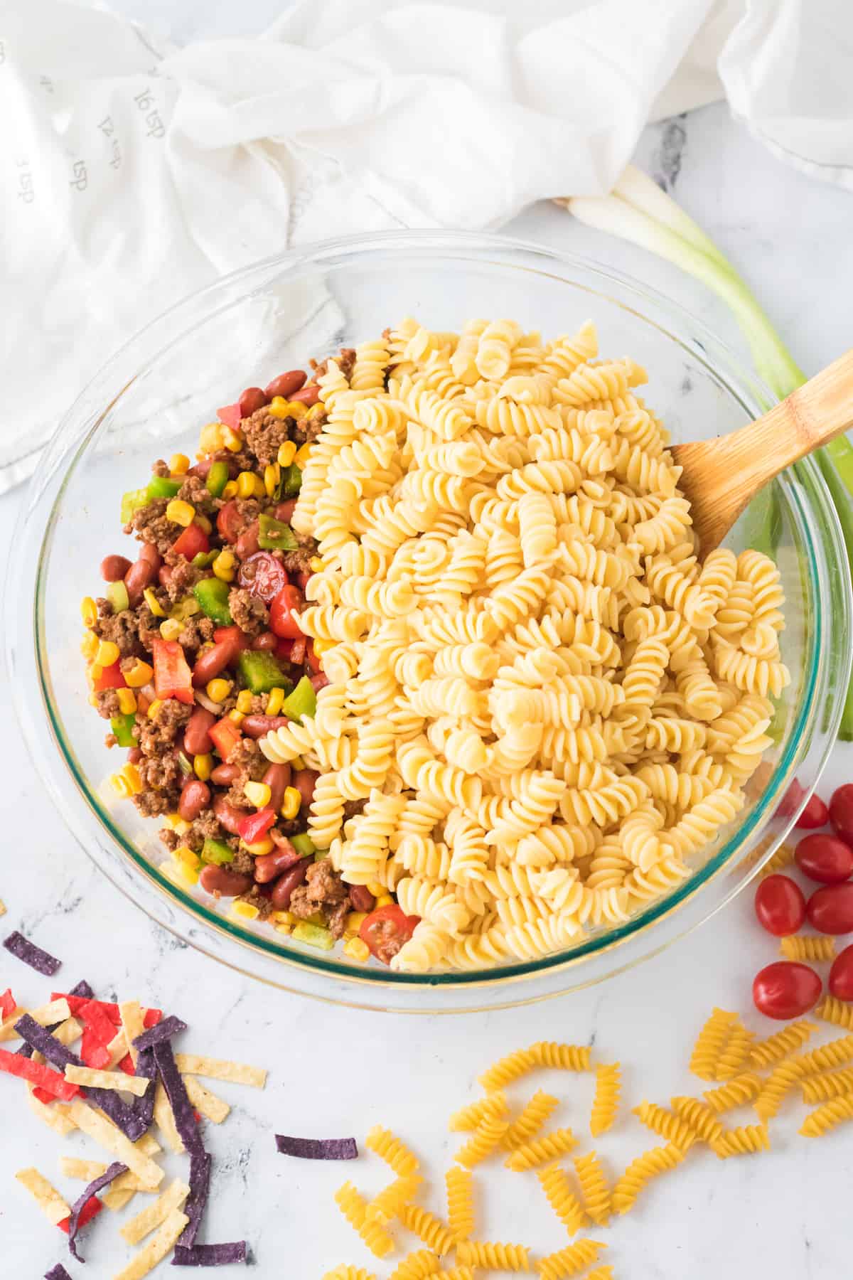 Cold Taco Pasta Salad With Catalina Dressing