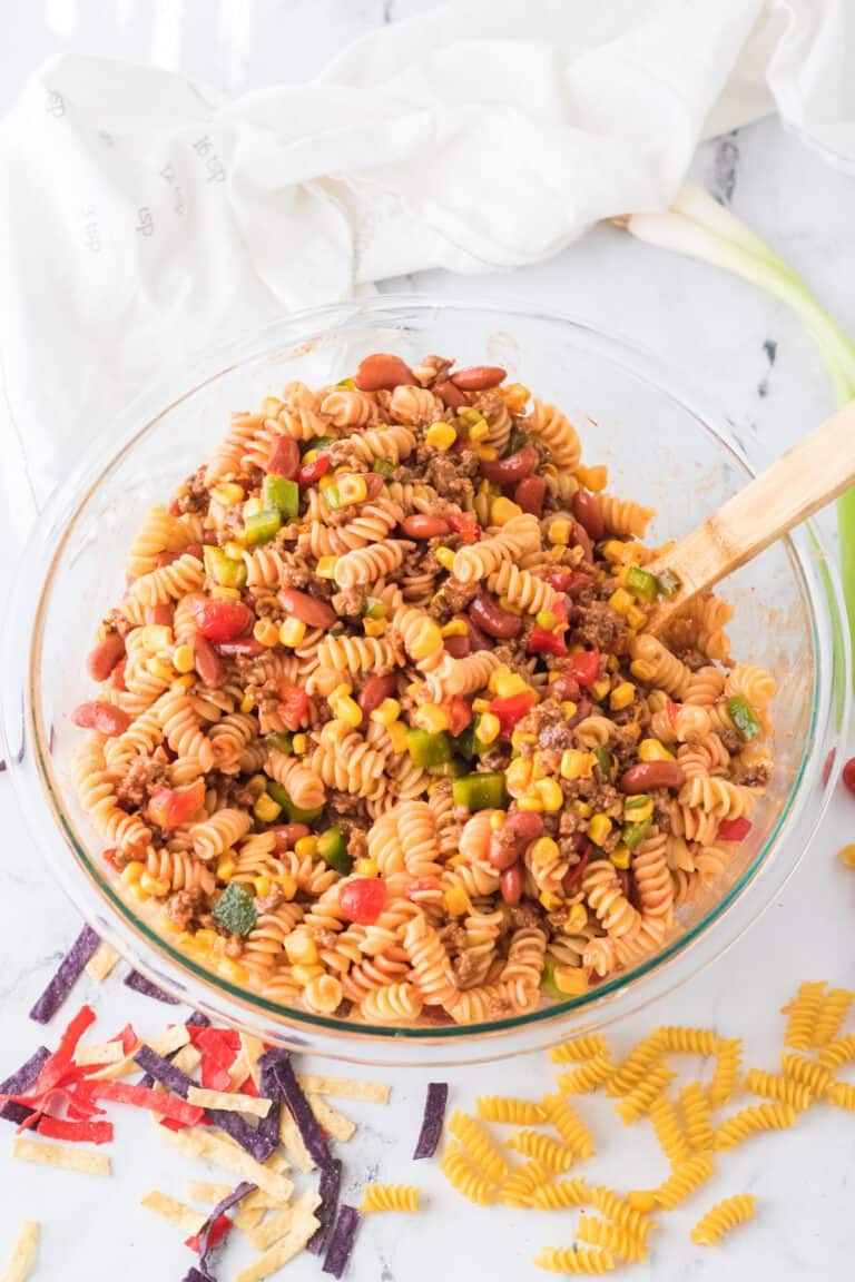 Cold Taco Pasta Salad with Catalina Dressing