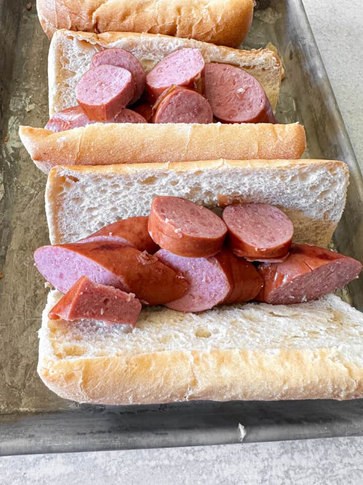 Easy Cheesy Kielbasa Sandwiches with Peppers and Onions