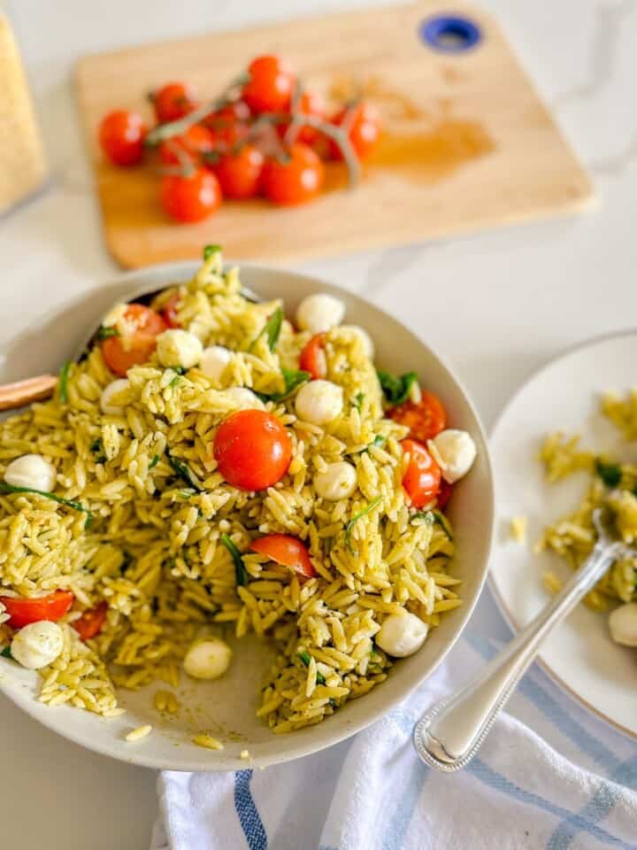 Caprese Orzo Salad with Pesto