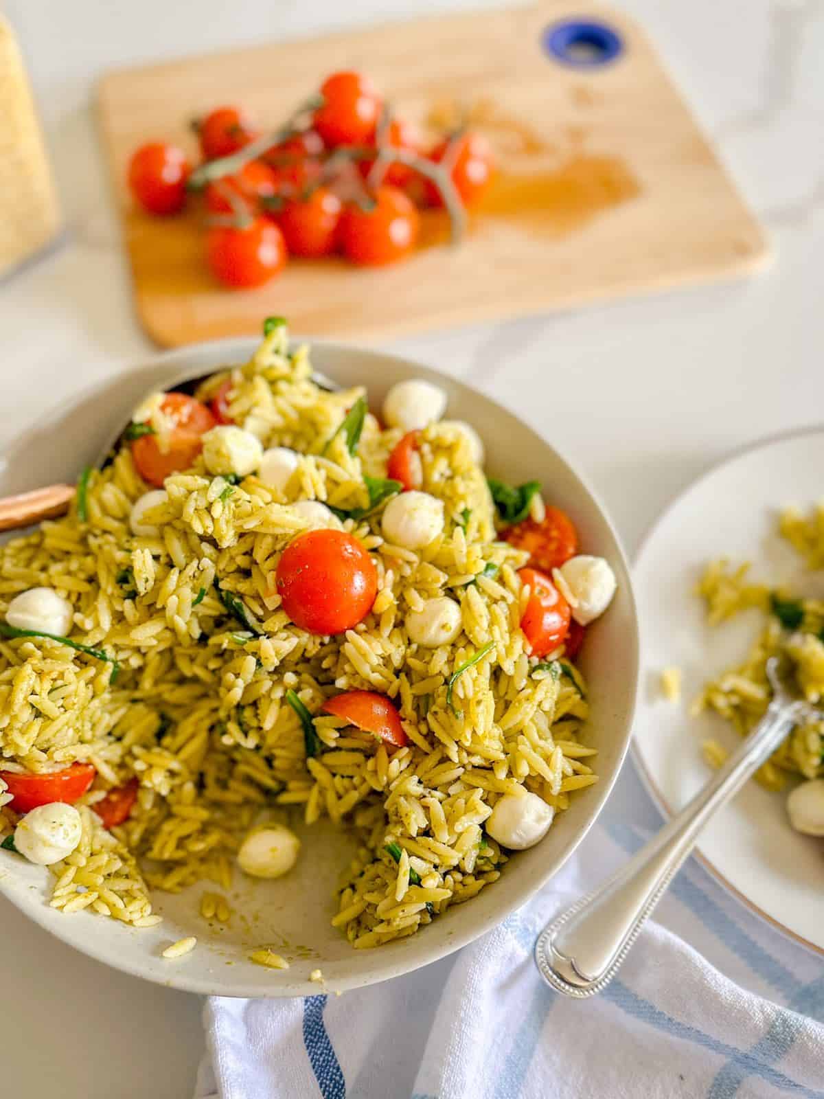 Caprese Orzo Salad with Pesto