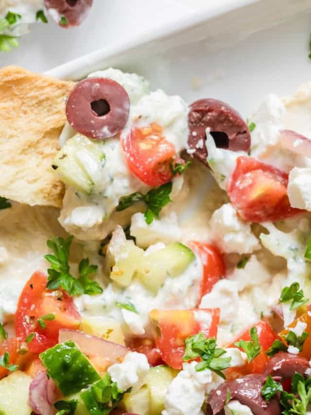 Greek Layered Hummus Dip with Feta