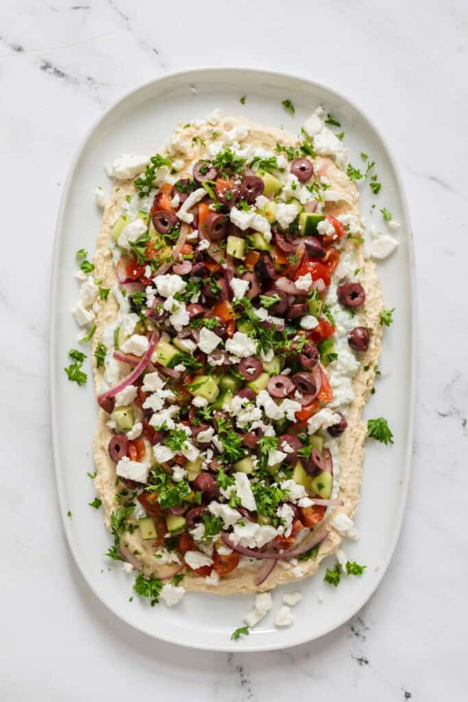 Greek Layered Hummus Dip with Feta