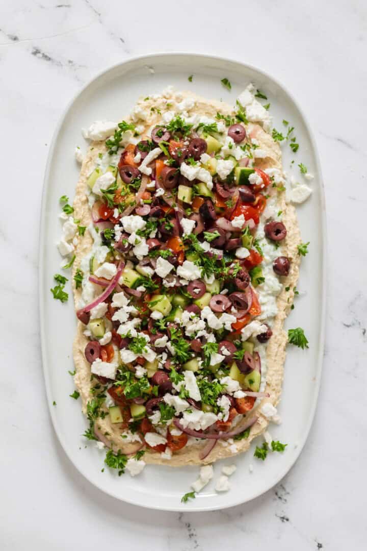 Greek Layered Hummus Dip with Feta